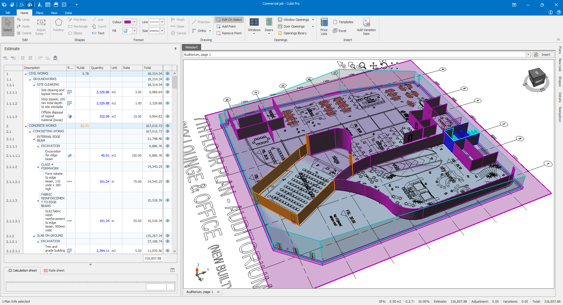 Cubit Standard - Takeoff, Bill of Quantities Software for Construction